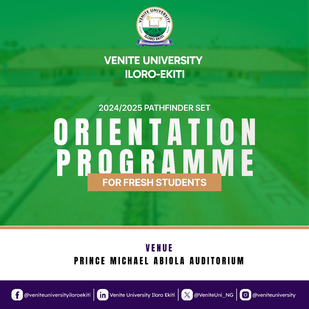 Venite University Welcomes 2024/2025 Freshers: Orientation Programme ...